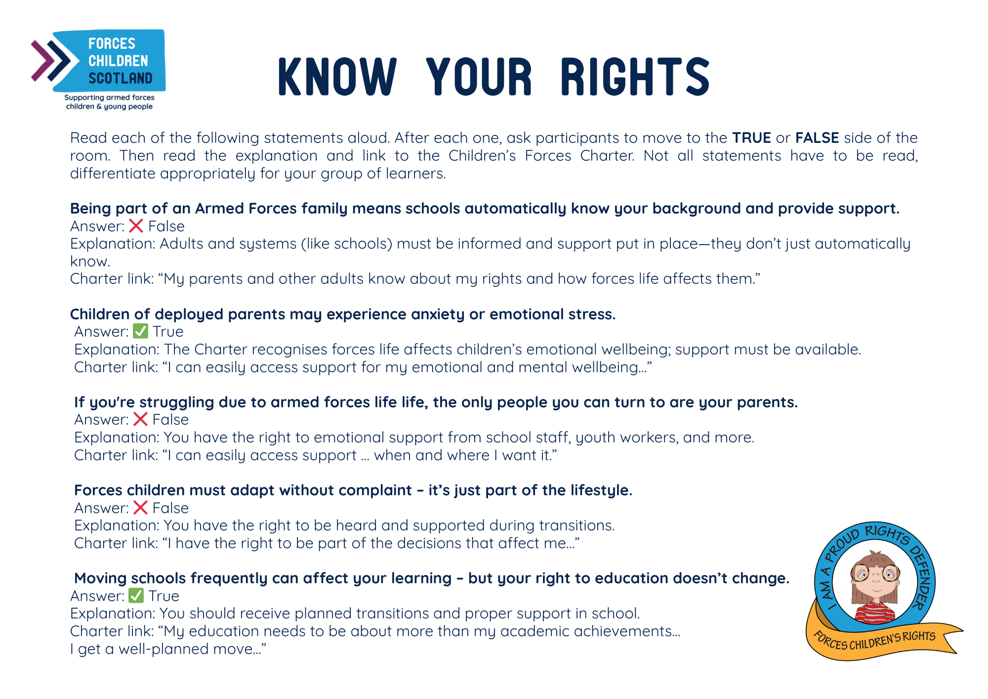 Know Your Rights - Forces Children Scotland